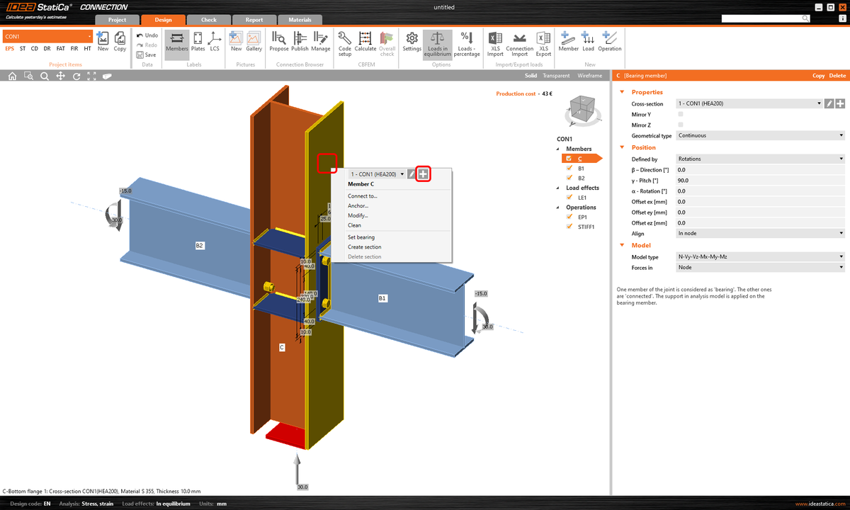 Stiffness analysis of a steel connection (EN) | IDEA StatiCa